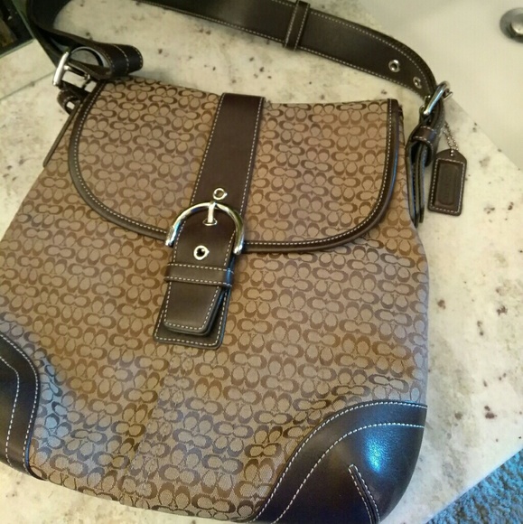 Coach | Bags | Authentic Coach Brown Mini Monogram Handbag | Poshmark
